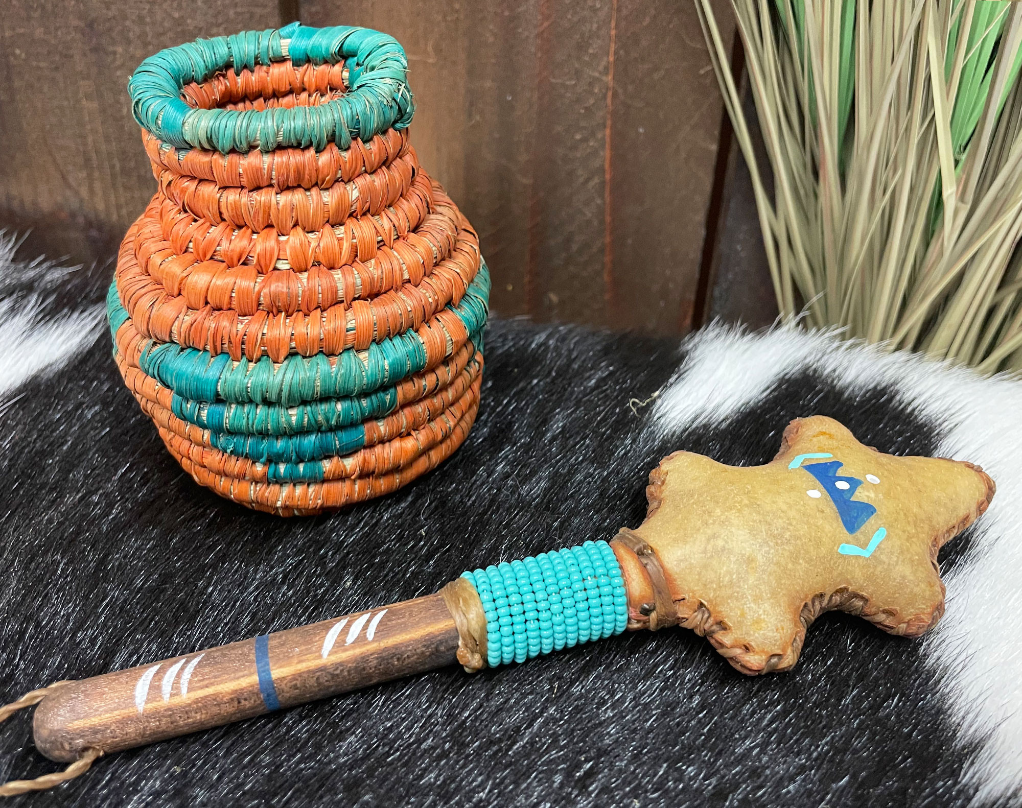 Native American Rawhide Rattle -Turtle 7" (136bc17) - Mission Del Rey ...