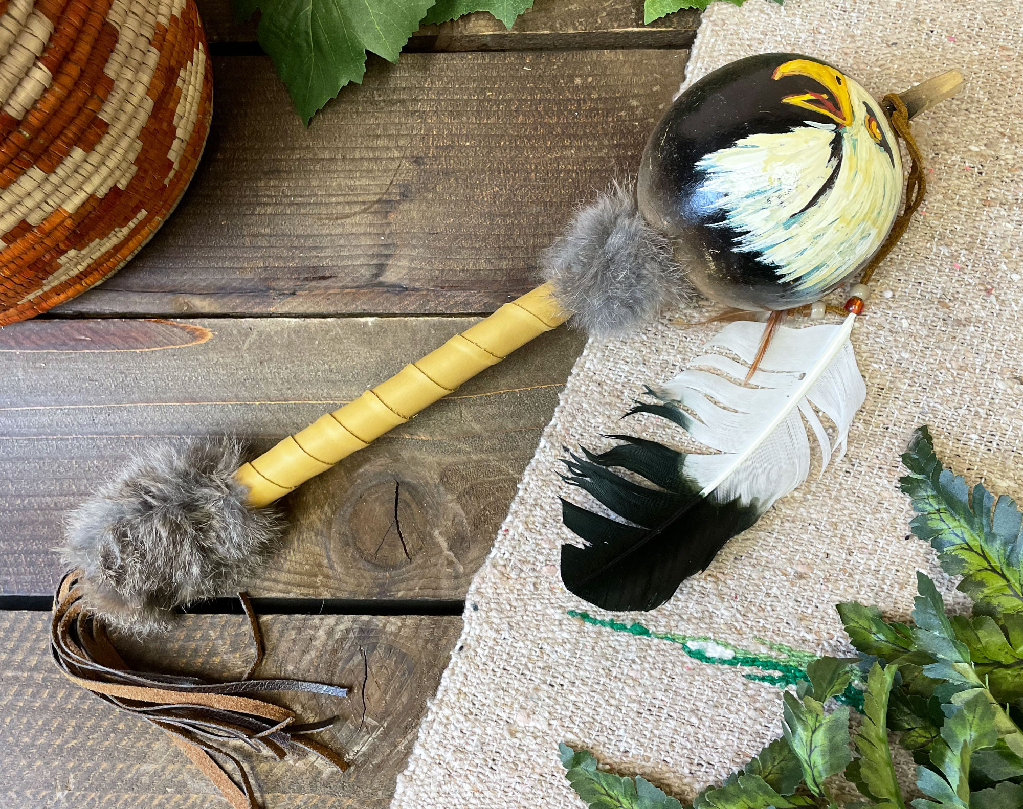 Tarahumara Hand Crafted Gourd Rattle 17" -Eagle (87bc124) - Mission Del ...