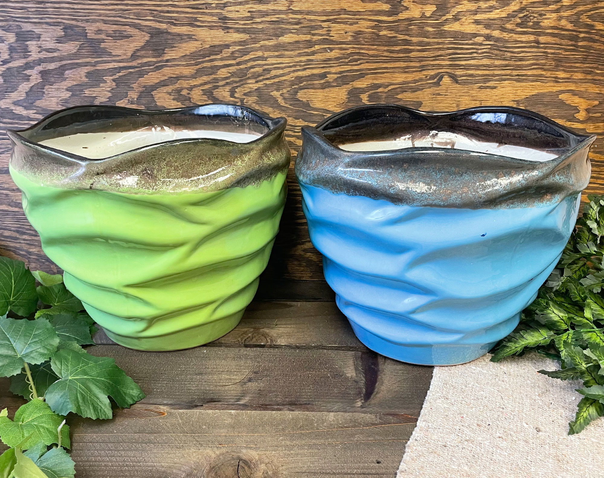 Assorted Hand Painted Pottery Planter 15" -Waves (33bc645) - Mission ...