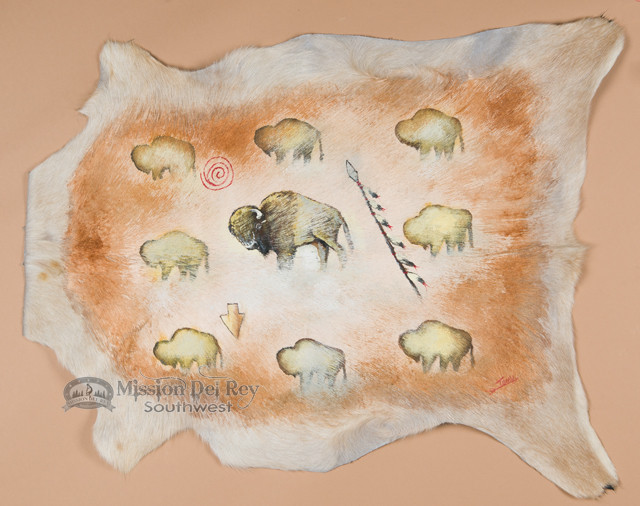 Painted Hide Western Art 32x26 -Buffalo (ph15) - Mission Del Rey ...