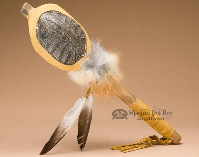 Native American Navajo Turtle Shell Rattle 18.5" (r66) - Mission Del ...