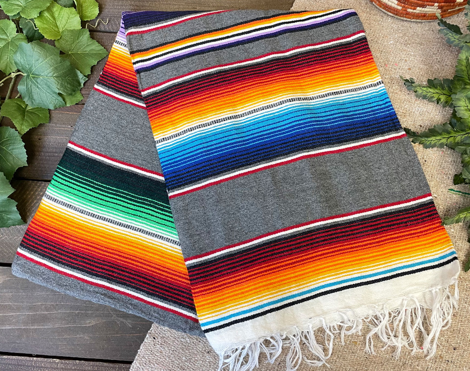 Southwestern Mexican Serape Blanket 5'x7' -Red (s1) - Mission Del Rey ...