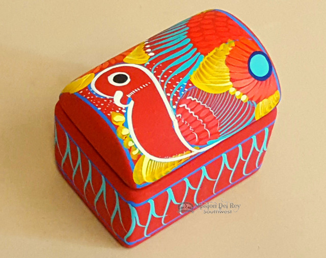 Hand Painted Clay Jewelry Box -Chest (p611) - Mission Del Rey Southwest LLC