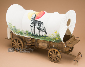 Handcrafted Wooden Covered Wagon -Wolf (w4) - Mission Del Rey Southwest LLC