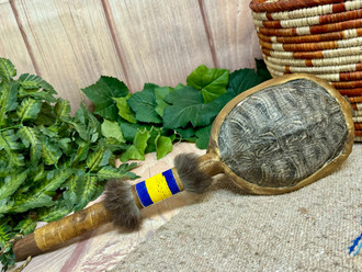 Navajo Beaded Turtle Shell Rattle 18" (nar242)
