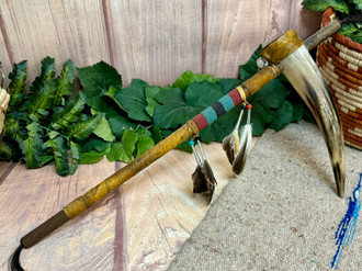 Native American Navajo Cow Horn Rattle 24" (r256) - Mission Del Rey ...