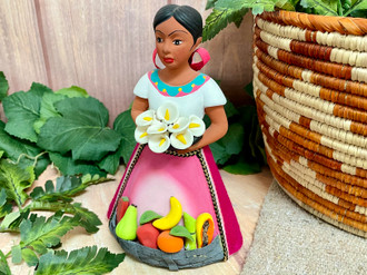 Hand Painted Maria with Flowers -Pink (2bc3)