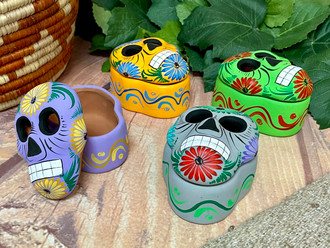 Assorted Hand Painted Skull Trinket Boxes 3.5"-Matte (95bc30)