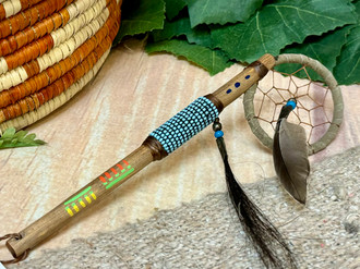 Rustic Navajo Indian Spirit Stick 6" -Light Blue (36bc163)