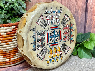 Authentic Navajo Indian Painted Drum 11.25" (36bc175) - Mission Del Rey ...