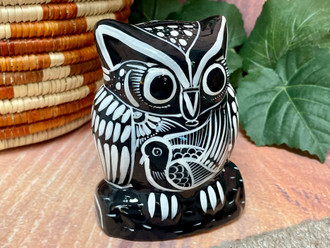 Classic Hand-Crafted Clay Owl Bank 4.5" -Black (95bc118) - Mission Del ...