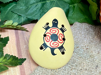 Hand Painted Andean Clay Ocarina Flute -Turtle (12bc296)