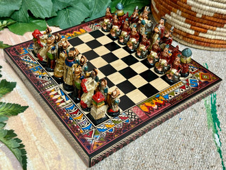Southwestern Hand Painted Andean Indian Chess Set (12bc327)