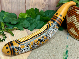 Carved Natural Gourd Rain Stick 18" -Andean (12bc342)