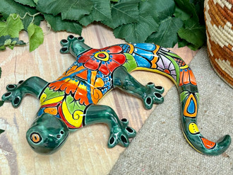 Rustic Ceramic Talavera Pottery Lizard 13" (202bc22)