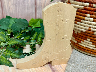 Western Wooden Puzzle -Cowboy Boot 8" (205bc24)