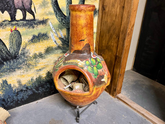 Large Rustic Mexican Hand Painted Chiminea (136bc41)