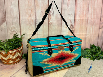 Southwestern Style Weekender Rug Bag -Teal (oplgwkc1)