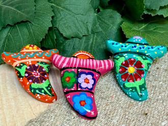 Assorted Painted Chili Pottery Magnets 2" (167bc199)