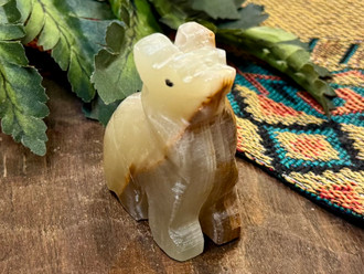 Polished Stone Onyx Wolf Figure 2" (200bc1822a)