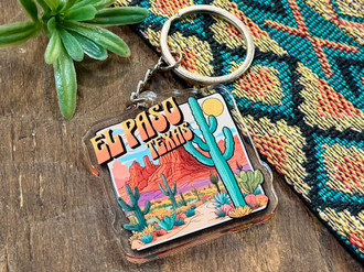 El Paso TX Souvenir Keychain -Saguaro Desert (221d1017k)