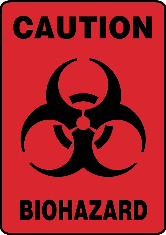 OSHA Safety Sign-CAUTION: Biohazard, 14 x 10", Each