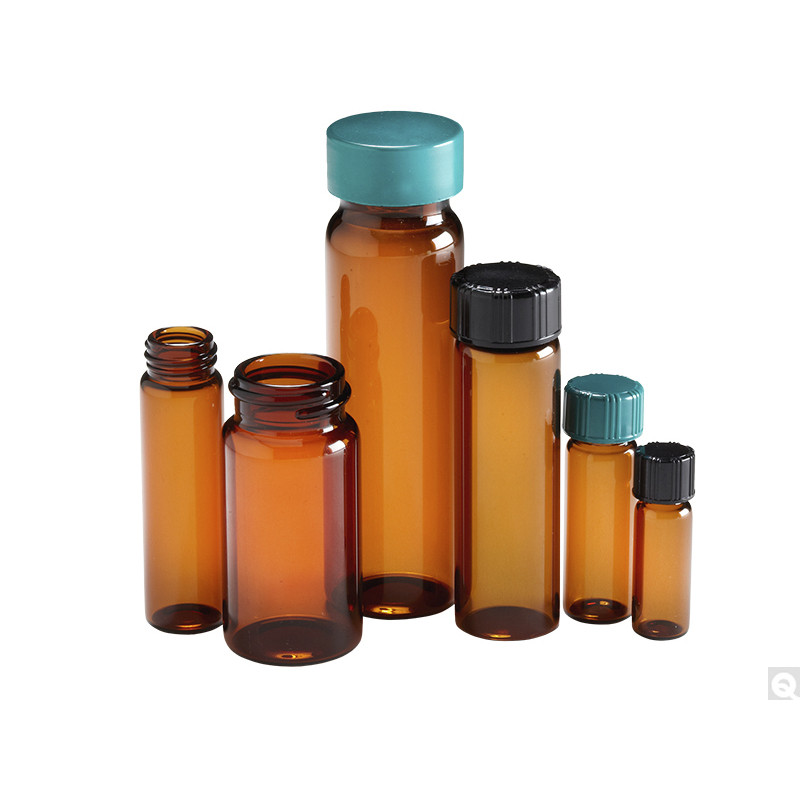 Amber Glass Sample Vials, 20mL, 24-400 PP F217 & PTFE Lined Caps, case ...