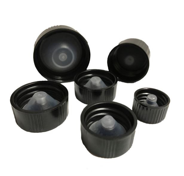 13-425 Black Ribbed Phenolic Cap with Cone-Shaped Insert, Each