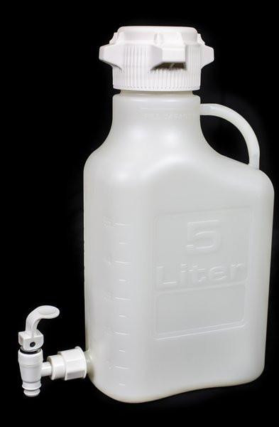 EZGrip® Carboy, HDPE, 5 Liter with 83B Cap and Spigot