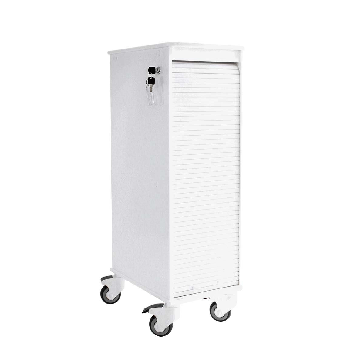 6 Tray Narrow Locking Carts White
