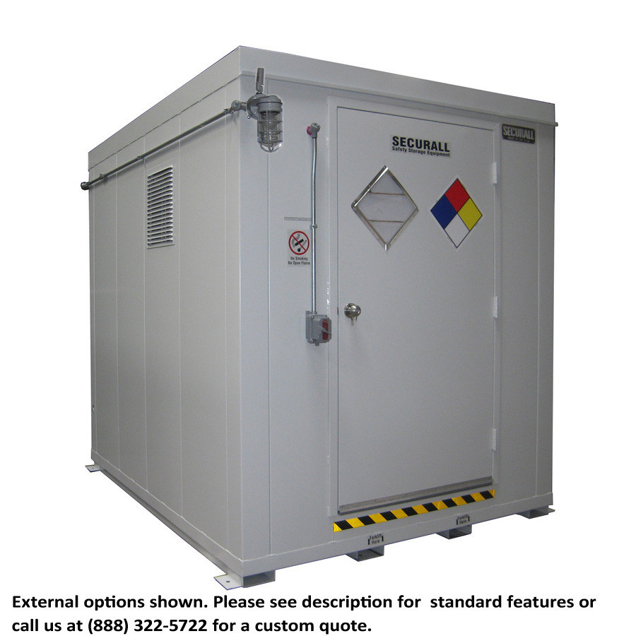 Insulated Chemical Building with Lighting, Shelves, 8'4"H x 7'W x 9'D