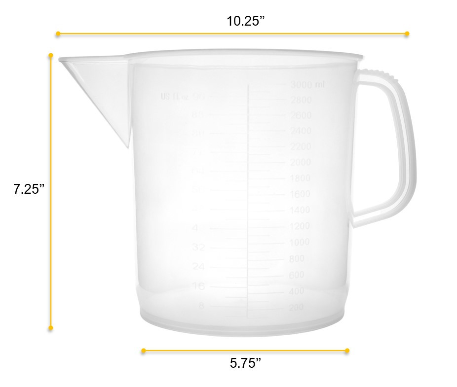 Measuring Jug, 3000mL, Short Form, Euro Design, Polypropylene, Molded ...