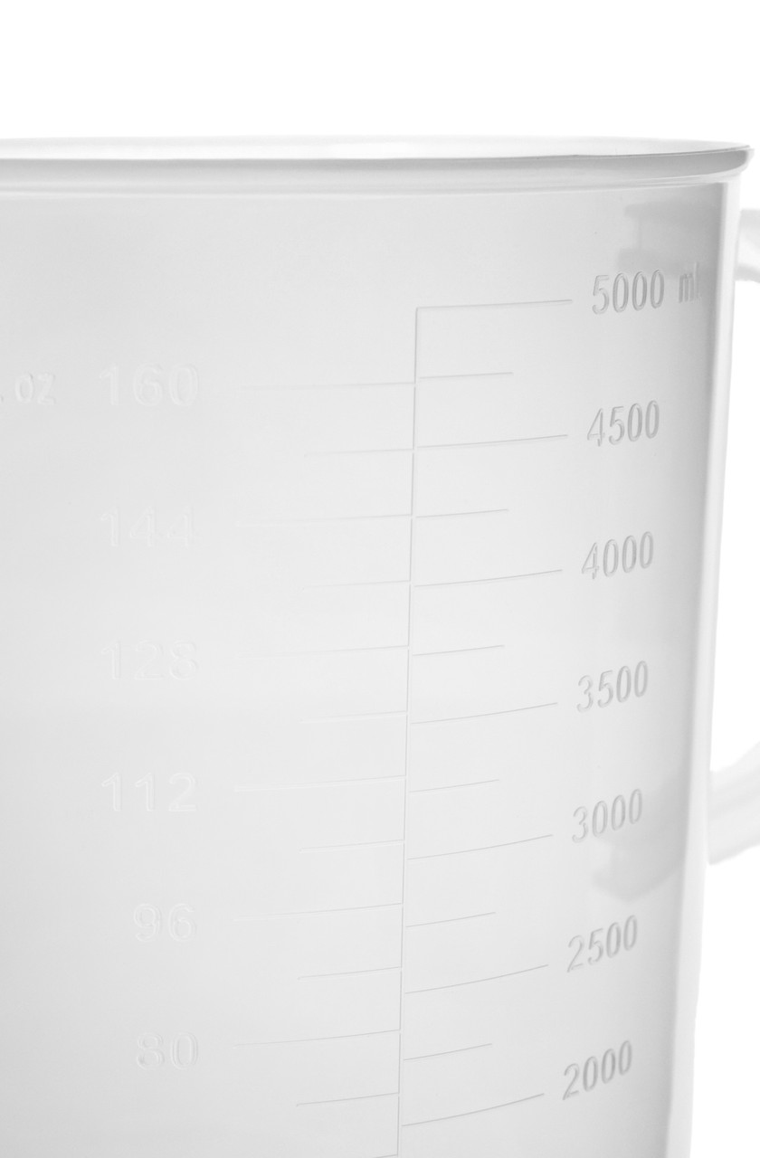 Measuring Jug, 5000mL, Short Form, Euro Design, Polypropylene, Molded ...