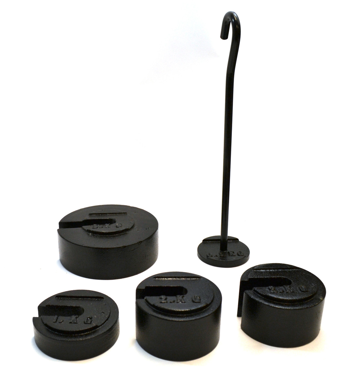 5 Piece, 10 Kg Stackable Cast Iron Slotted Mass Set, (1) 5 Kg, (2) 2 Kg ...
