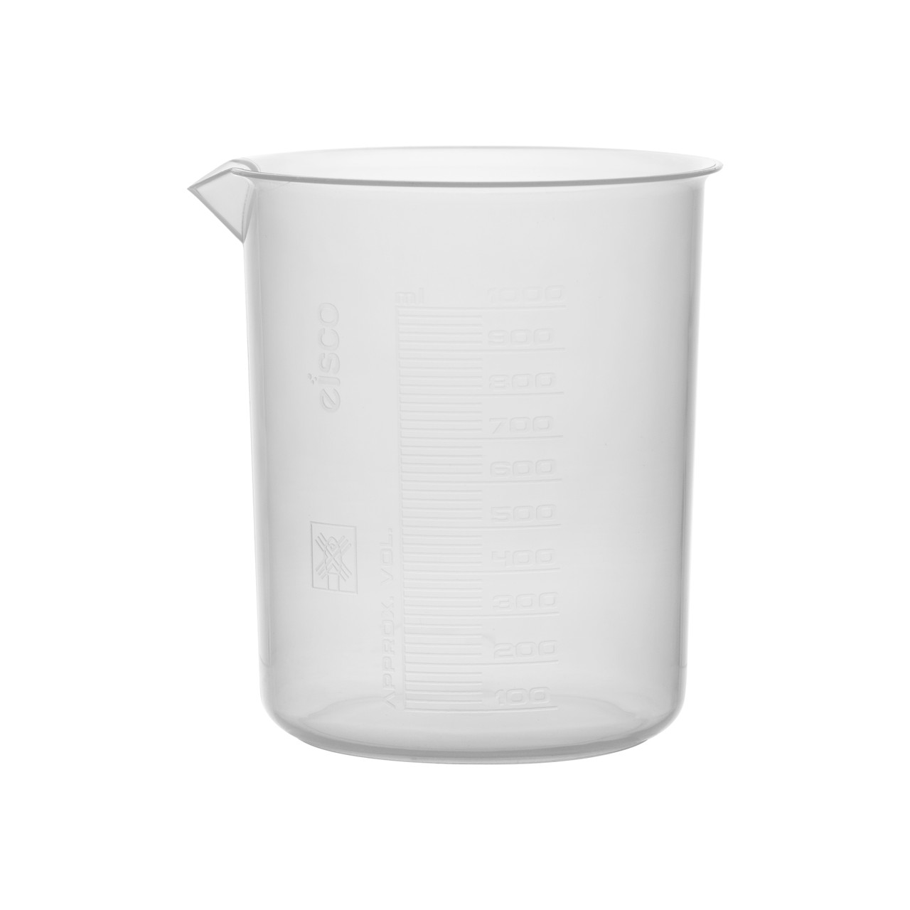 Plastic Beaker, 1000 ml, Polypropylene, Molded Graduations, Tapered ...