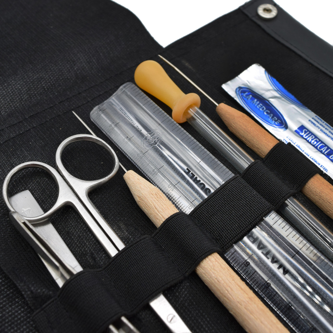 7-piece Dissection Kit Set, Economy, Stainless Steel, Leather Storage Case