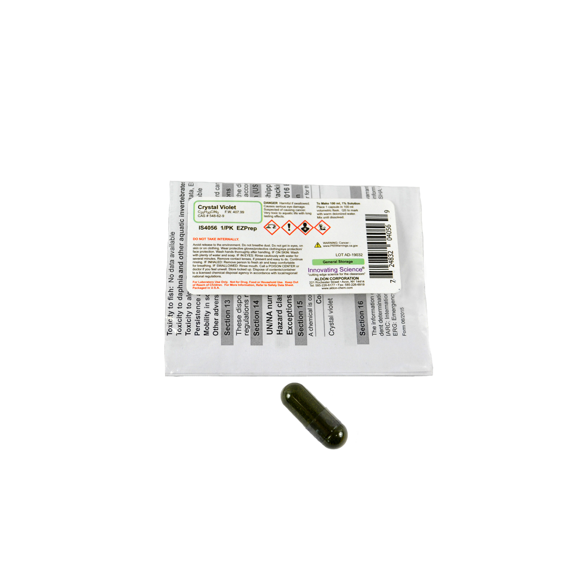 Student Activity Kit, EZ-Prep, Crystal Violet Capsule Makes 1% Solution ...