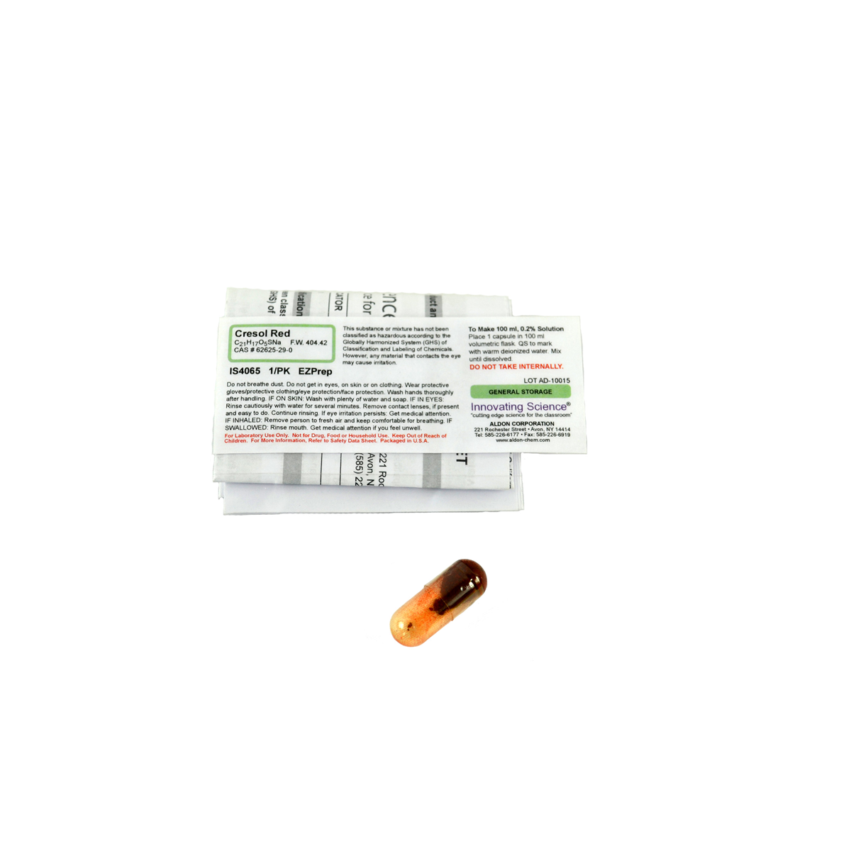 Student Activity Kit, EZ-Prep, Cresol Red Capsule Make0.2% Solu 100ml