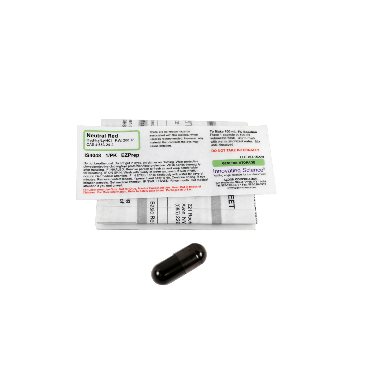 Student Activity Kit, EZ-Prep, Neutral Red Capsule Makes 1% Solution 100ml