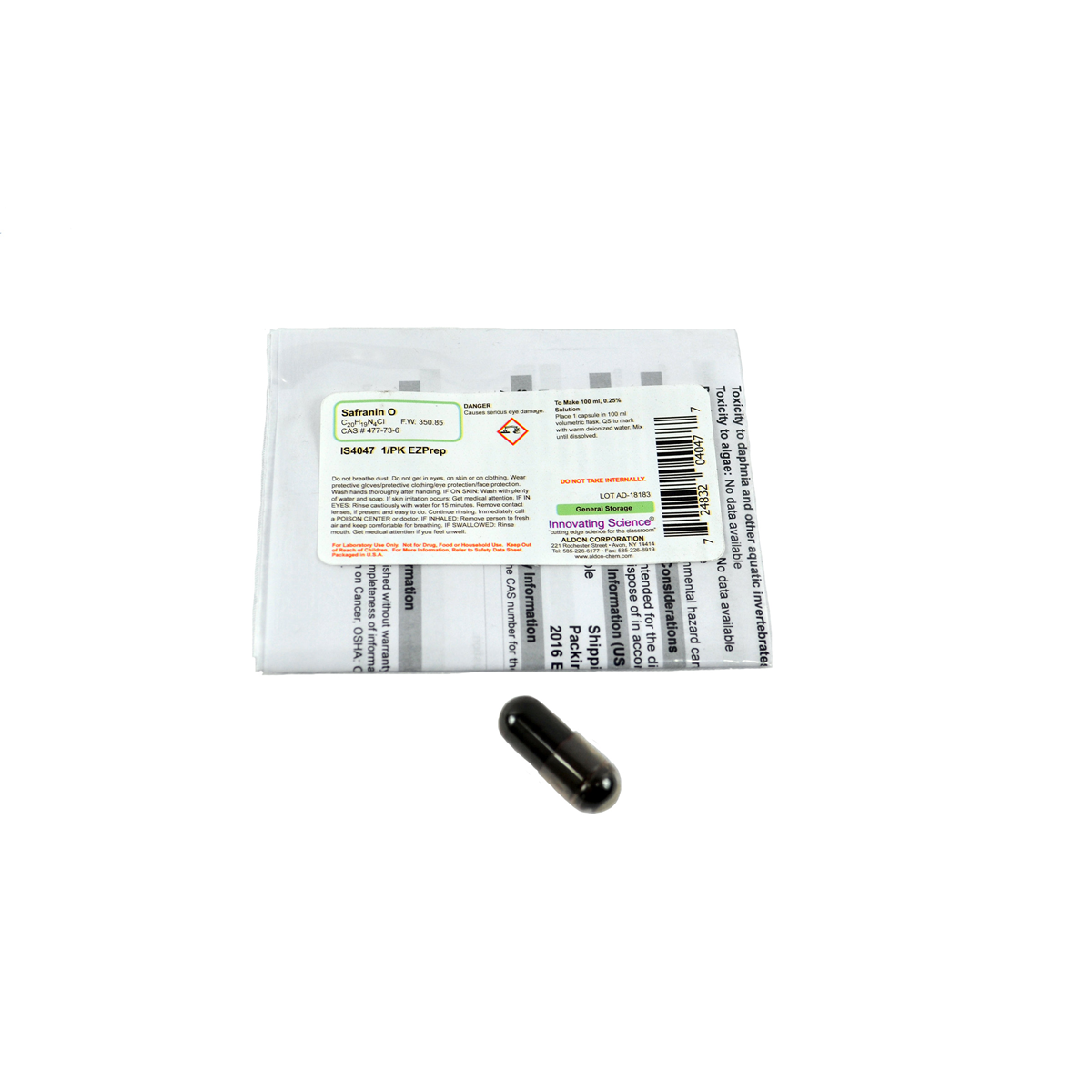 Student Activity Kit, EZ-Prep, Safranin Capsule Makes 0.25% Solution 100ml