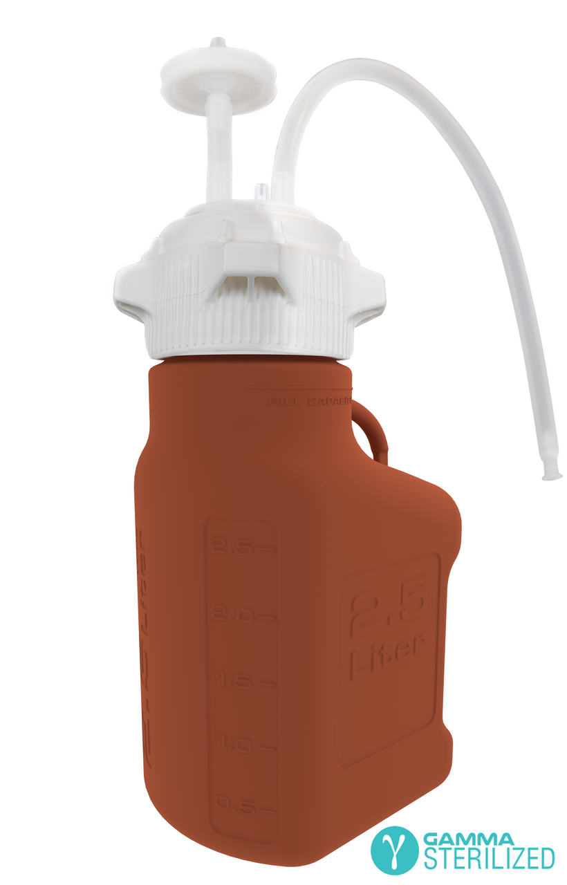 EZBio Single-Use Assembly, 2.5 Liter Carboy, Amber, Sterile HDPE with ...