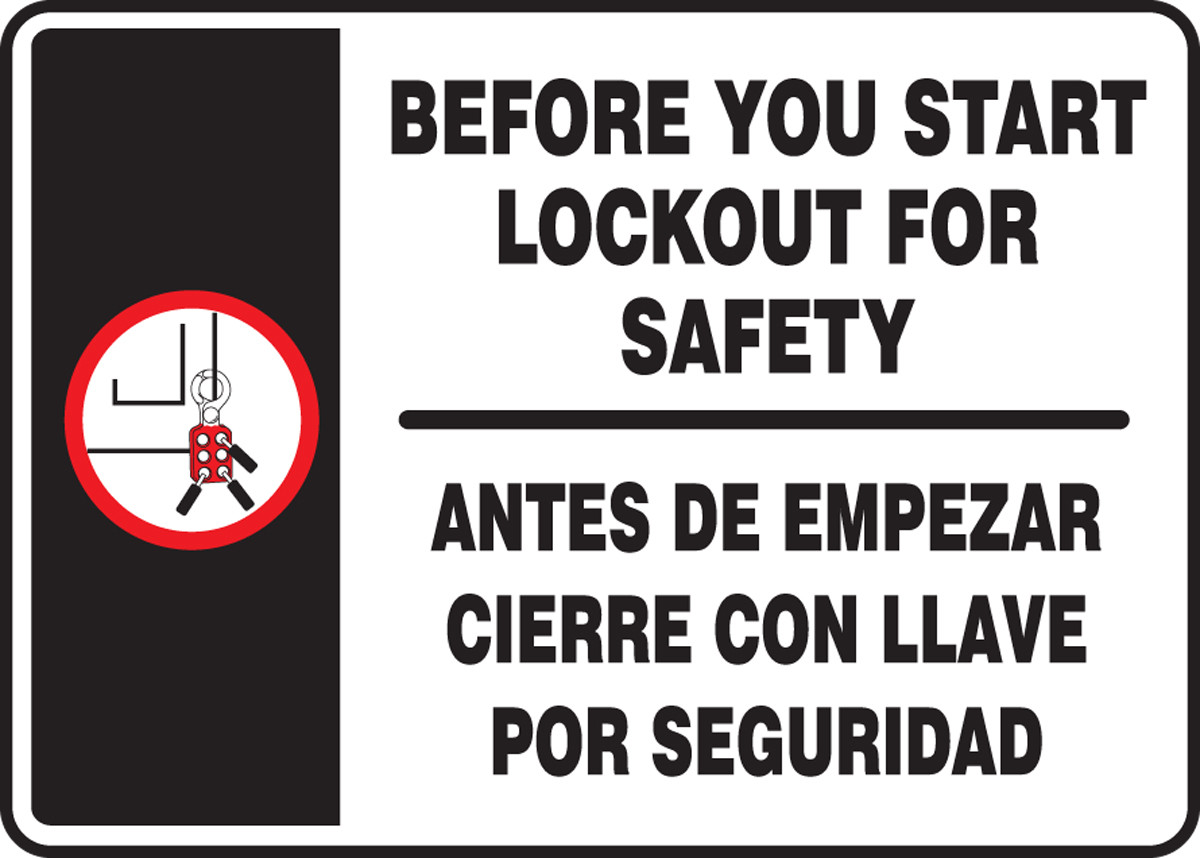 Bilingual LOTO Lock Out Tag Out Safety Sign, 14 x 20", Each