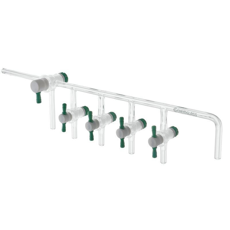 4-Place Gas Manifold, PTFE Stopcock, each