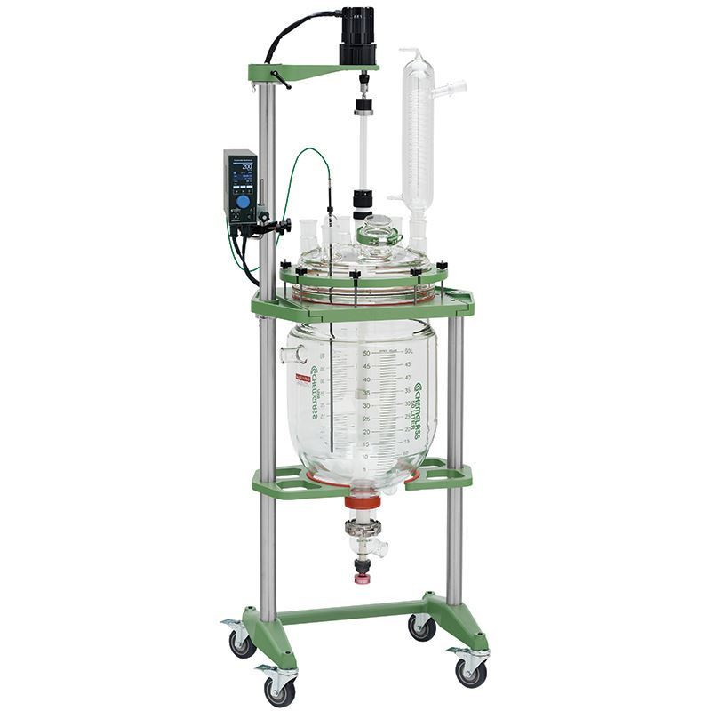 50L Process Reactor System, Squatty, Cylindrical, Jacketed, Glass ...