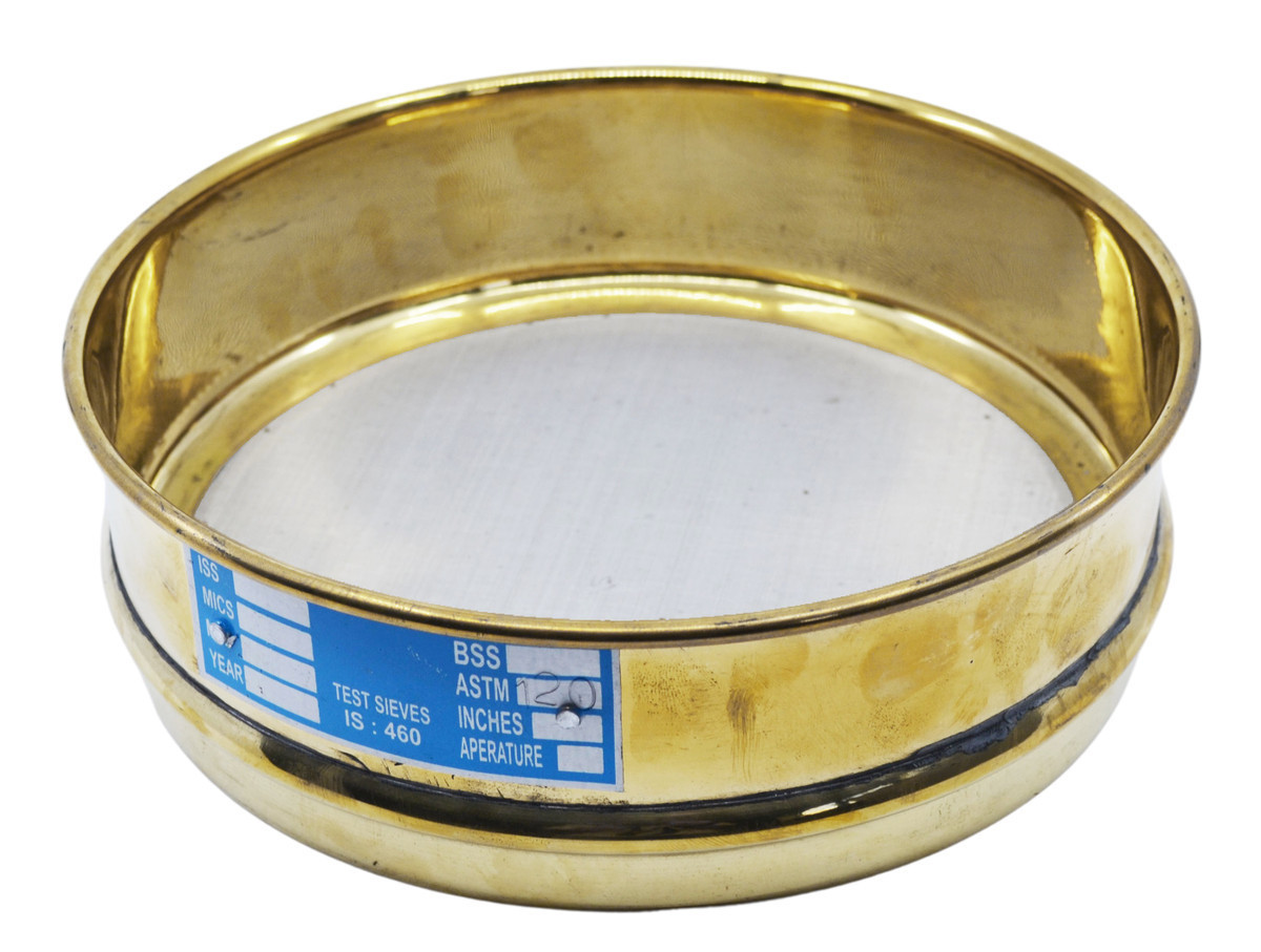 Test Sieve, 8 Inch, Full Height, ASTM No. 120 (125um), Brass Frame with ...