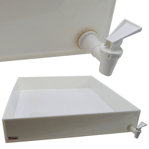 Dispensing Lab Tray with Spigot, HDPE, 37 Liter, 22 x 26 x 4"