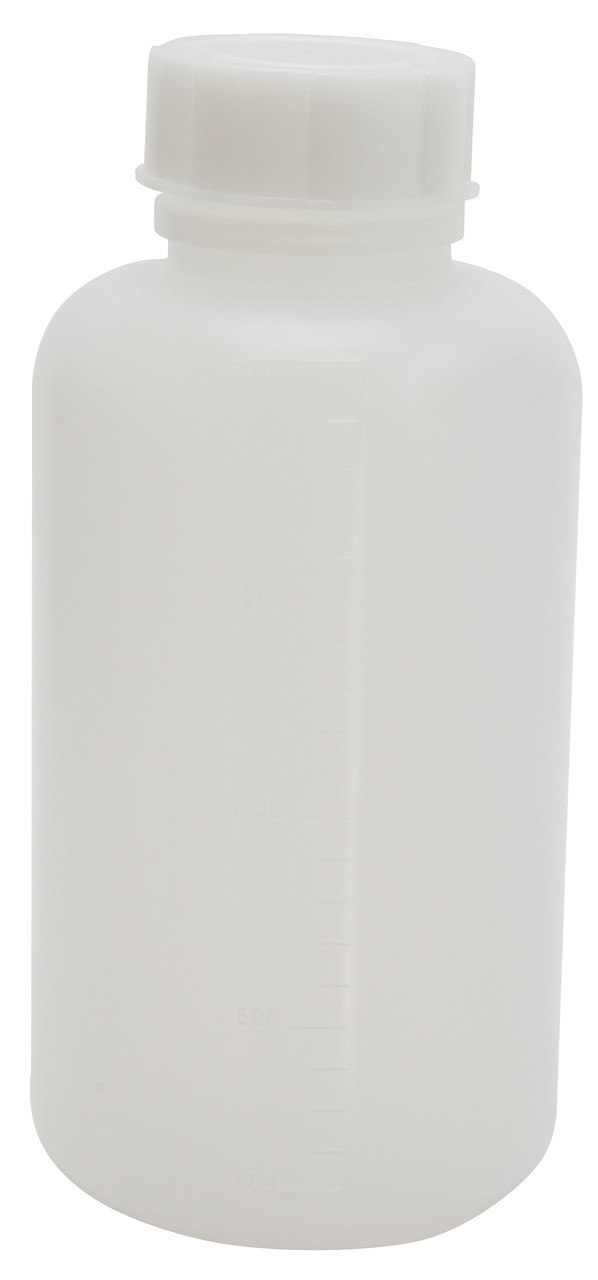 Wide Mouth Lab Bottles, Graduated, LDPE, 2000mL, pack/5