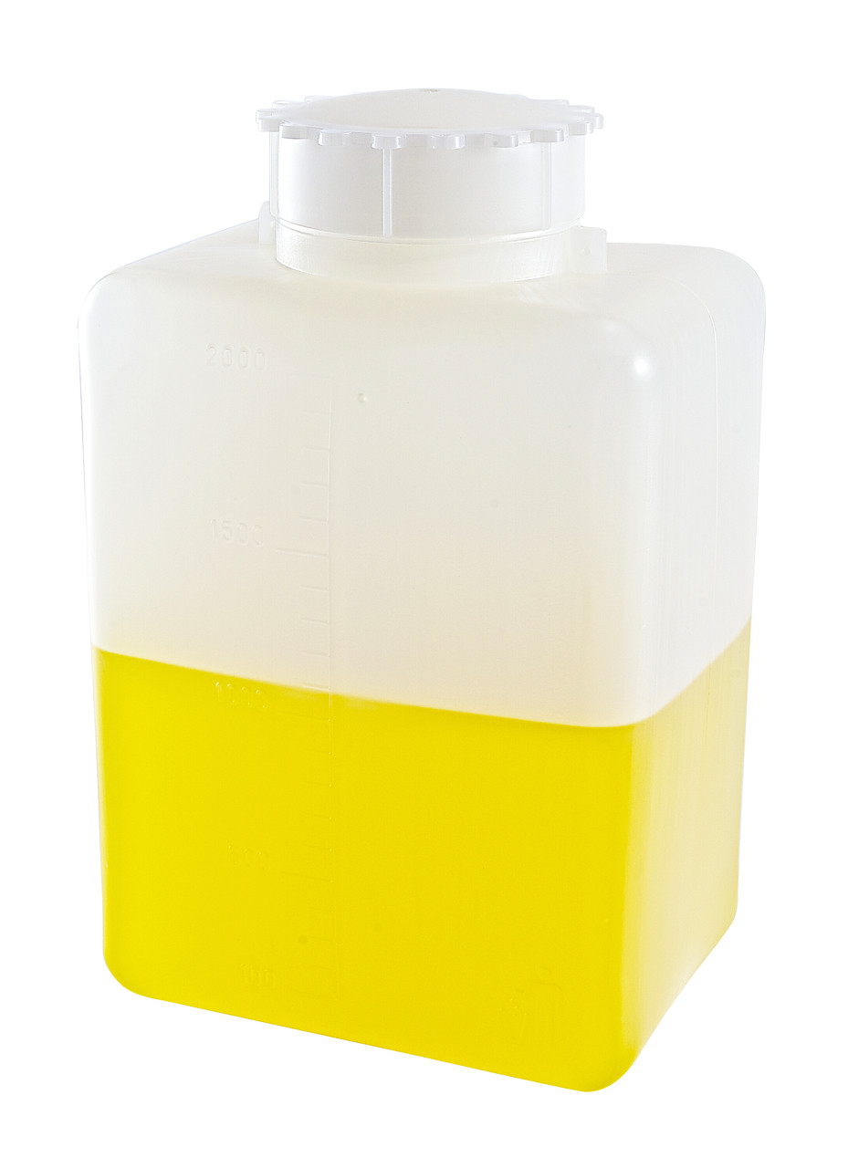 Square Bottles, Graduated HDPE, 2000mL, case/12