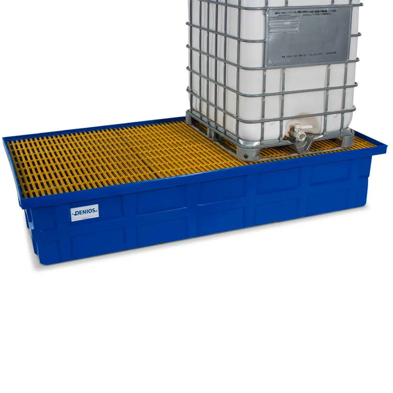 2-Tote IBC Containment Poly Pallet with Fiberglass Grating