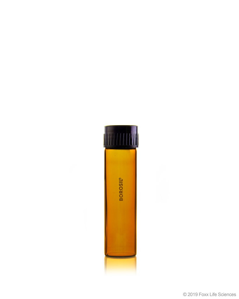 Borosil Tubes Culture Flat Bottom Amber PTFE-Lined PP Screw Caps 30mL